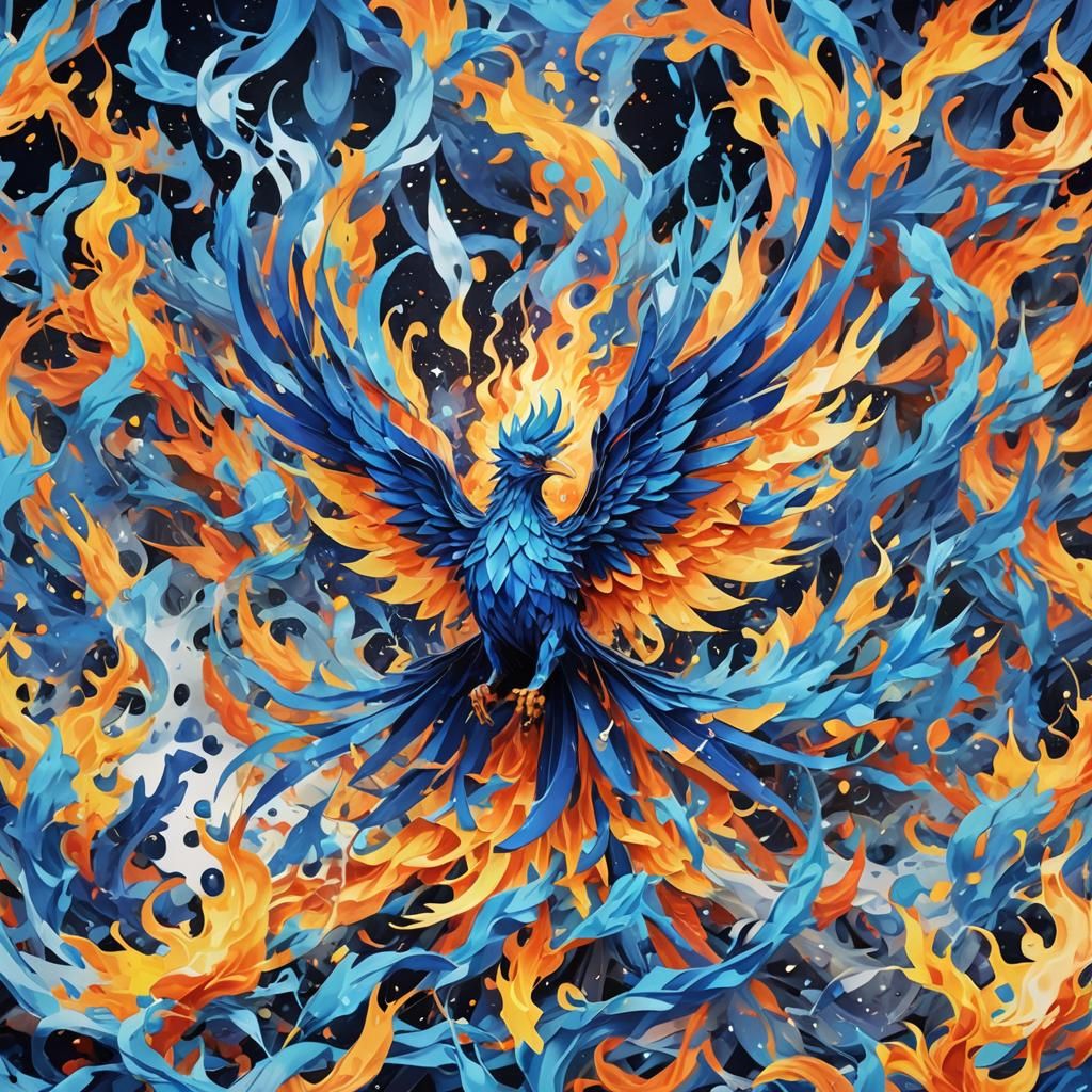 Blue flame bright phoenix and the meeting pic by artist "anime", Anime ...