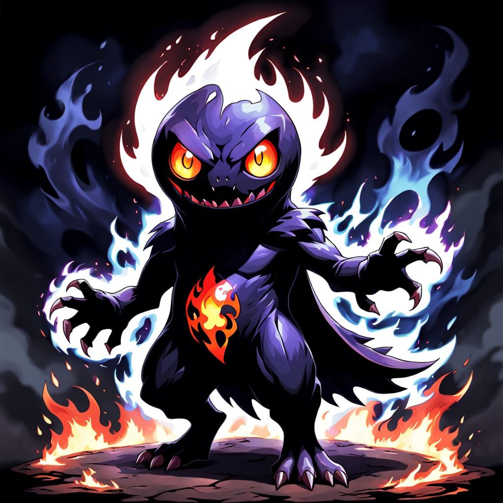Ghostly Ghoul-Inspired Fakemon: Dark Flames and Fi... - AI Art