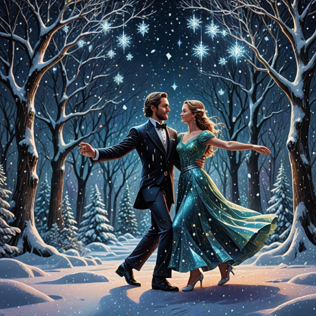 Ethereal Ballroom Dance in Snowy Enchanted Forest ... - AI Art