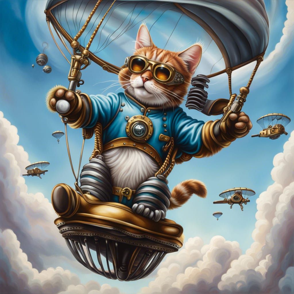 Steampunk Cat Skydiving with Coolth - AI Generated Artwork - NightCafe ...