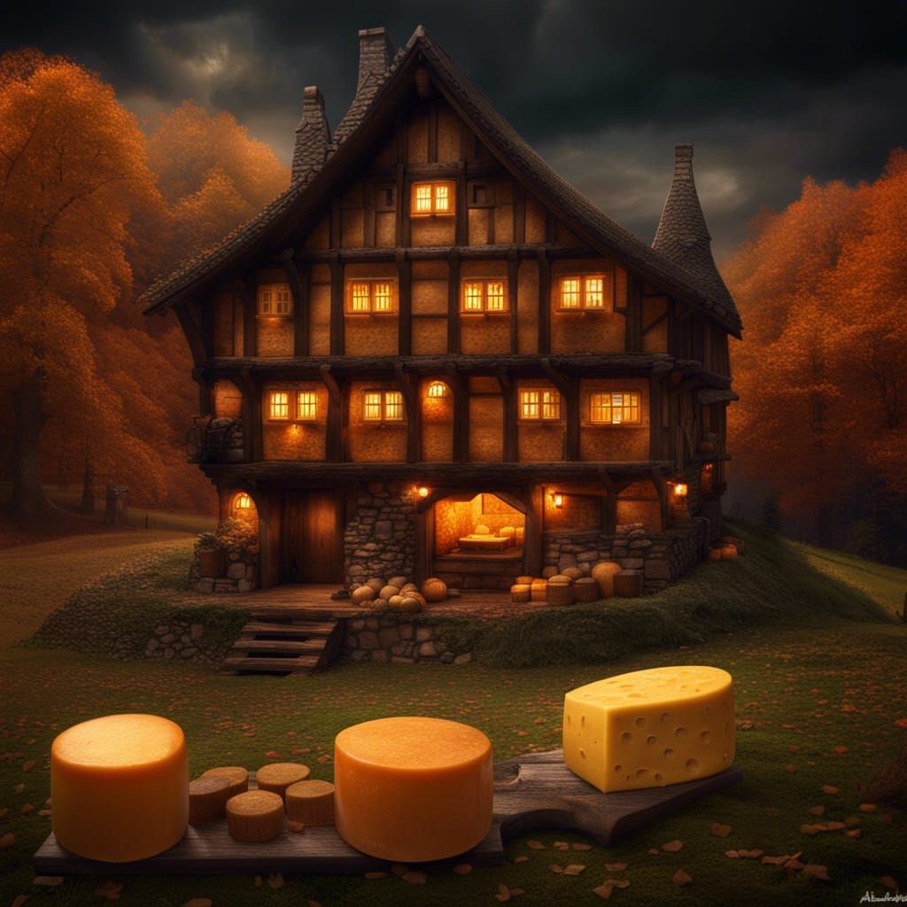 a cheese house ... of cheddar cheese! Cheese architecture - AI ...