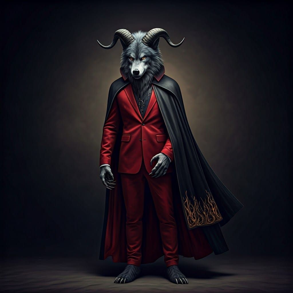 A Gentleman Werewolf Demon - Surreal Gothic Werewolf in Vel...