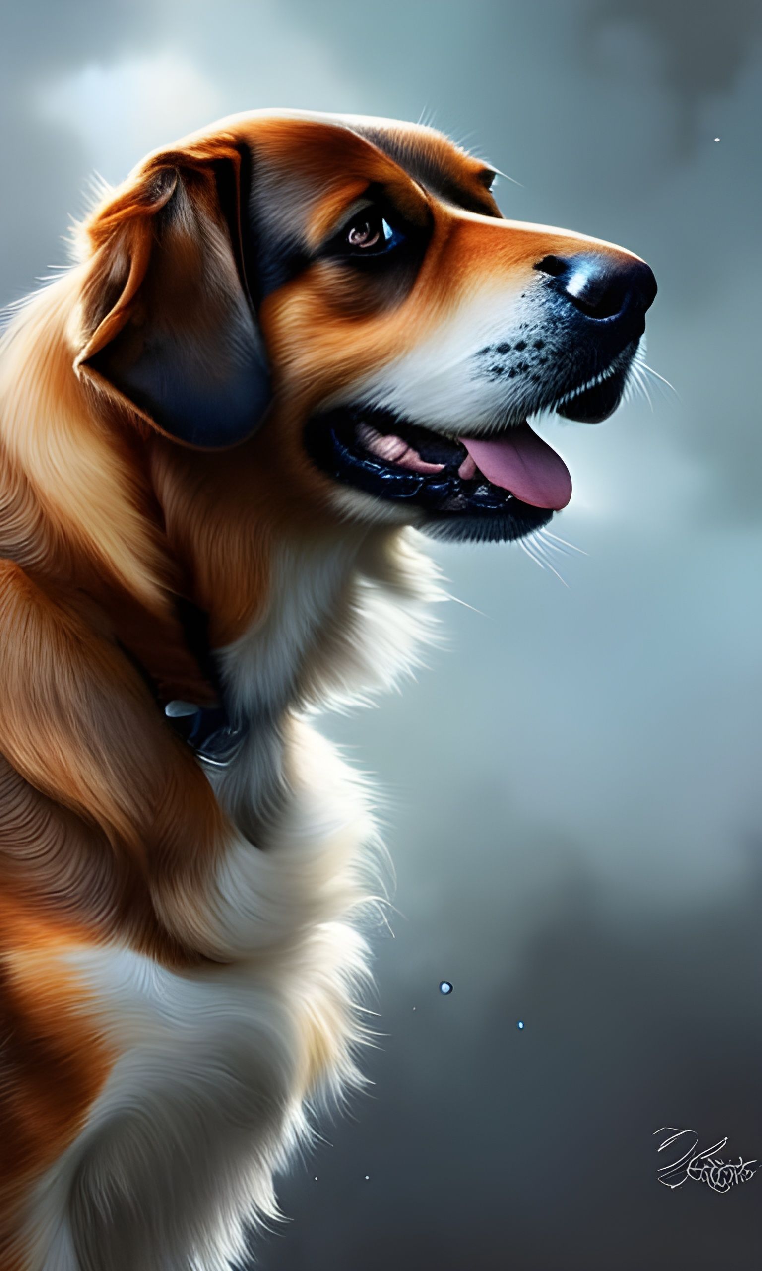 Water colour Painting of a cute Dog, head and shoulders portrait, 8k ...