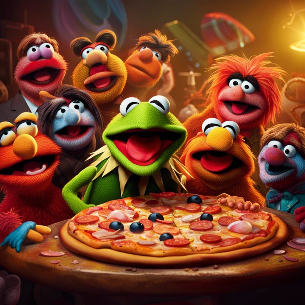 muppets show on a pizza party - AI Generated Artwork - NightCafe Creator