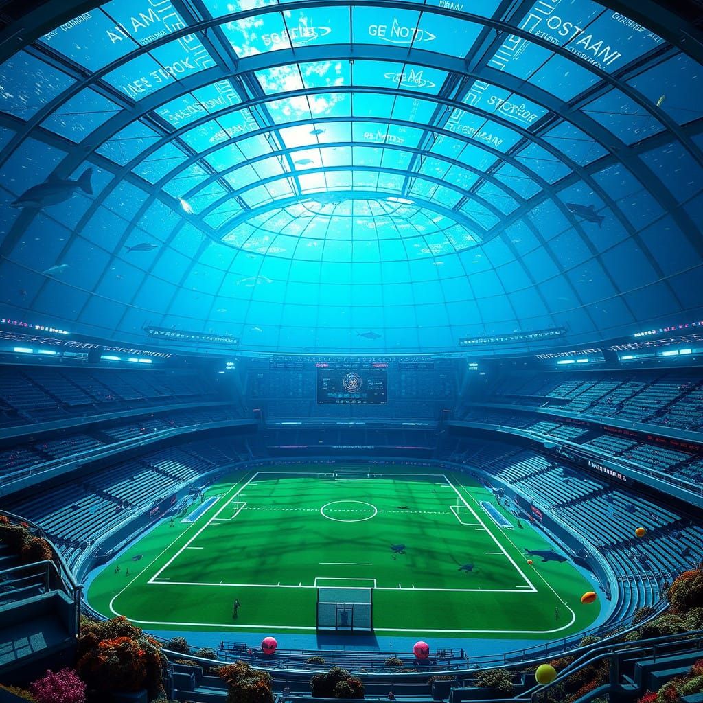 Underwater Futurism: A Hyperrealistic Football Sta... - AI Art