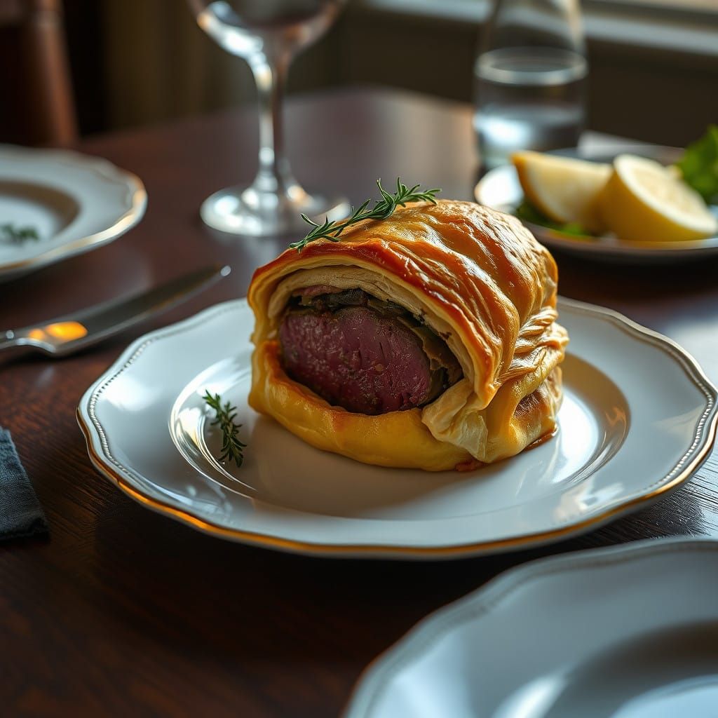 Traditional British Cooking - Golden Puff Pastry Beef Wellin...