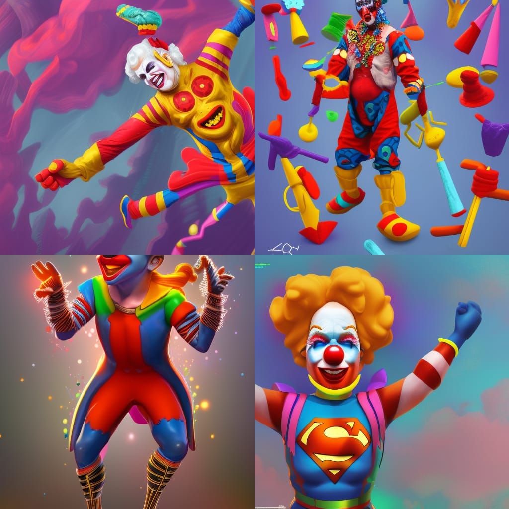 super hero cheerful clown highly detailed, Vector, Contour - AI ...