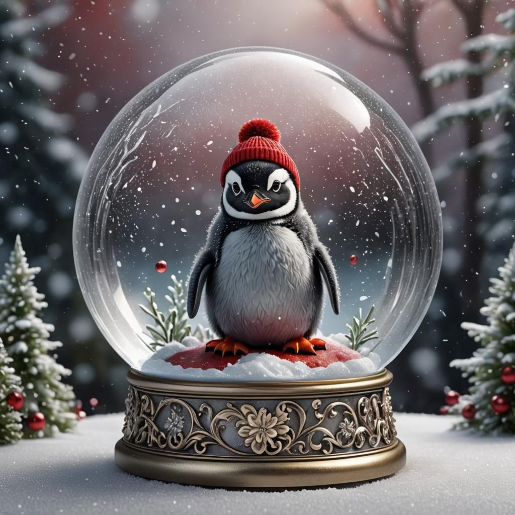 Penguin snow globe - AI Generated Artwork - NightCafe Creator