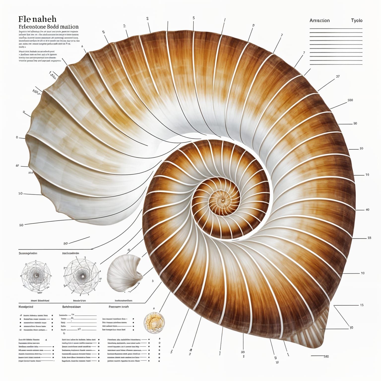 Fibonacci Seashell II - Scientific Illustration of Fibonacci...