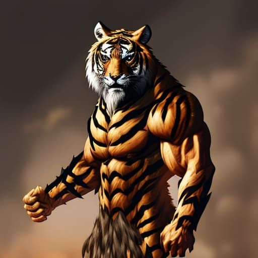 Tiger Beastman Warrior - AI Generated Artwork - NightCafe Creator