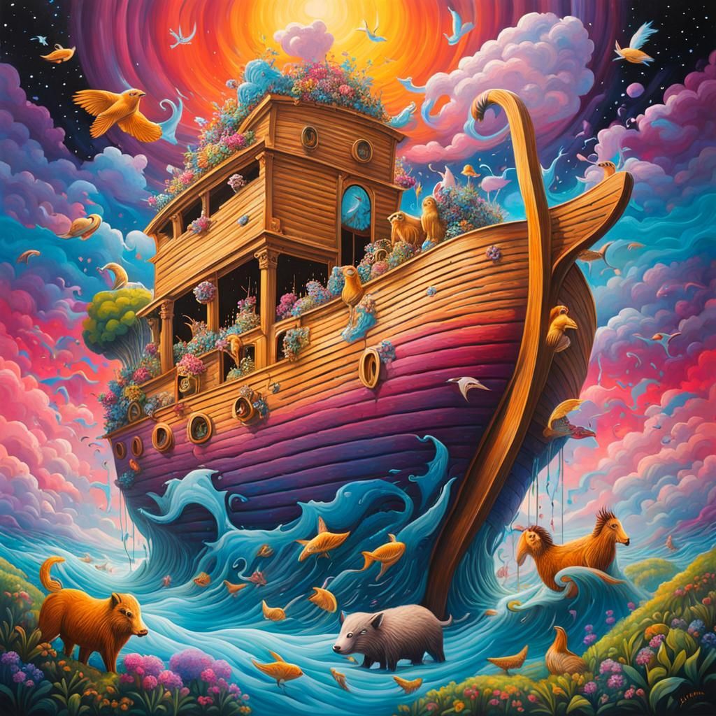 Whimsical dreamscape of Noah's Ark - AI Generated Artwork - NightCafe Creator
