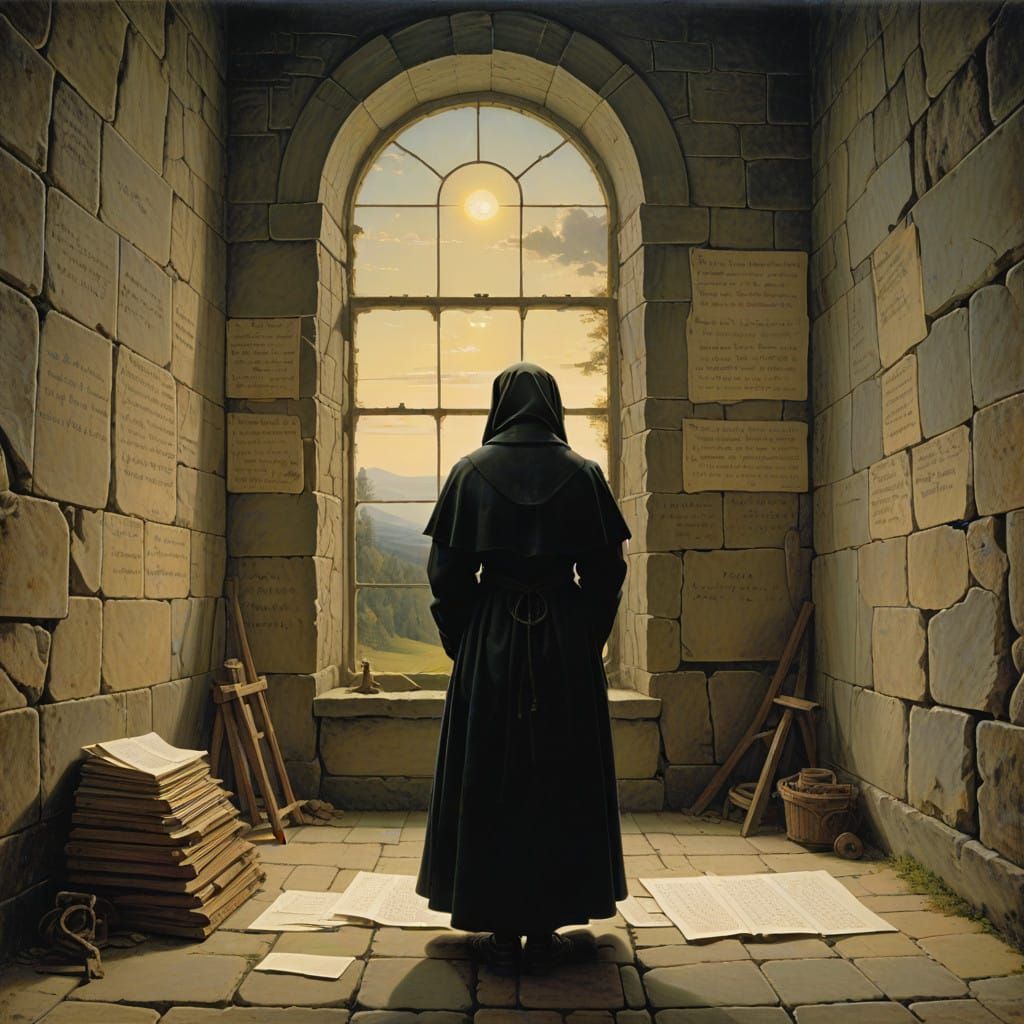 A NUN IN SECLUSION IN THE ABBY WRITES HER LIFE‘S WORK ON THE WALLS!