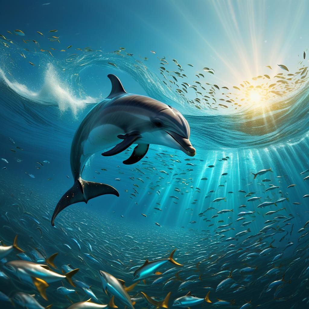 dolphin under water - Majestic Dolphin Leaps in Turquoise O...
