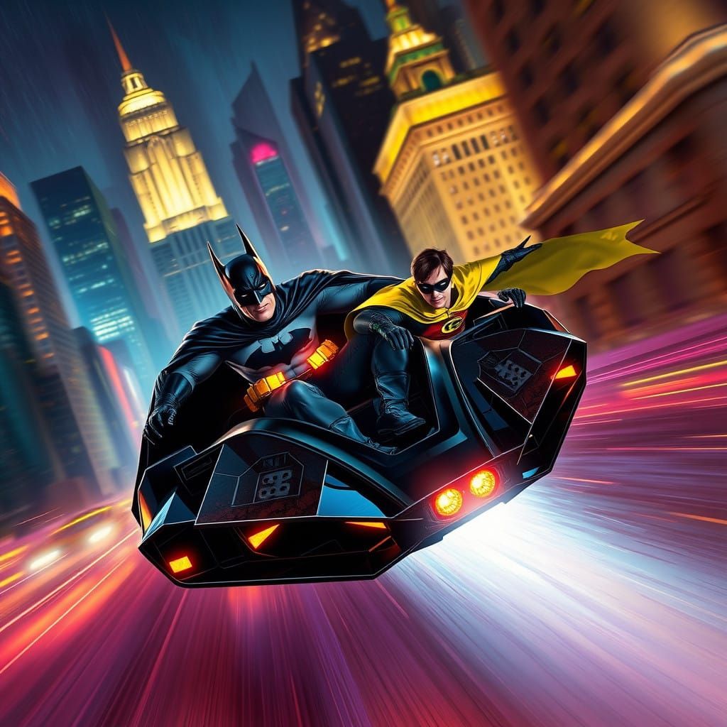 Batman and Robin driving in theorie car 8k resolution concept art ...