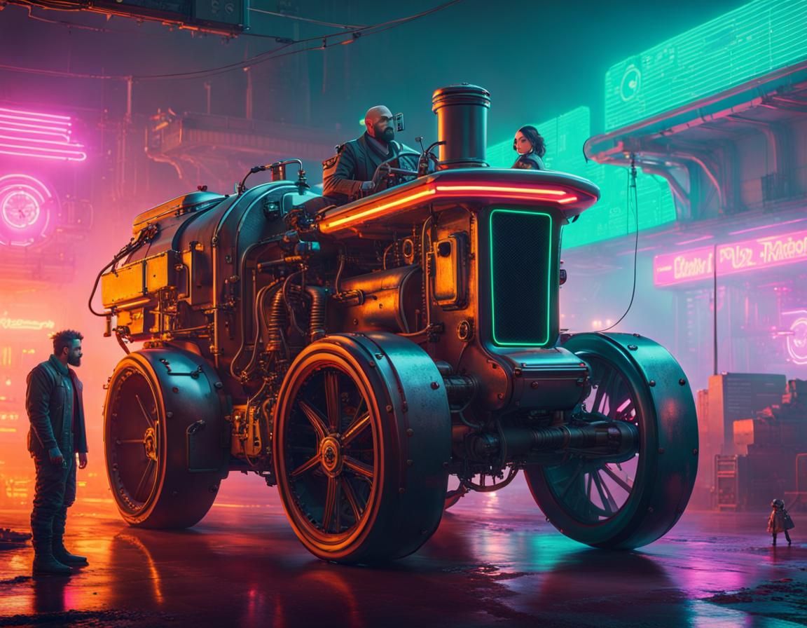 Futuristic Steampunk Traction Engine - AI Generated Artwork - NightCafe ...