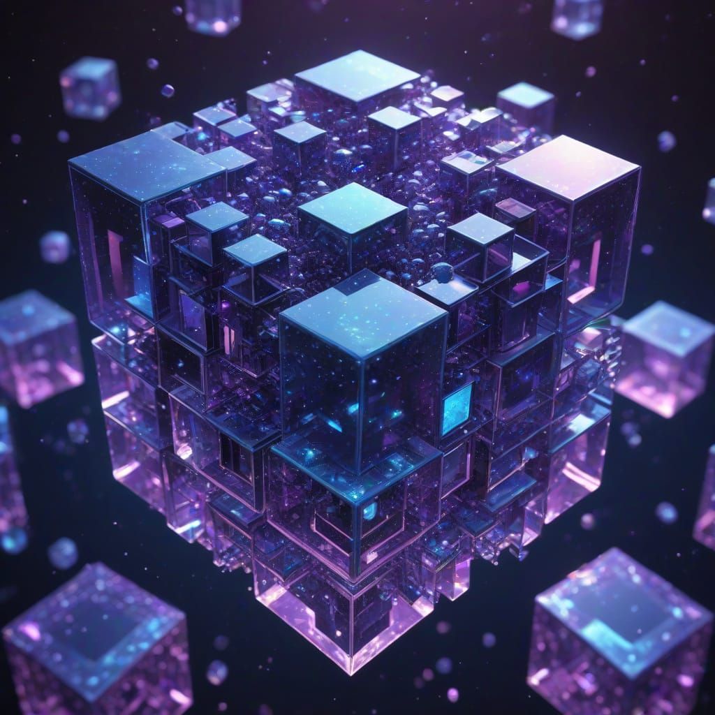 Crystal Vortex: A Kaleidoscopic Dance of Iridescent Cubes