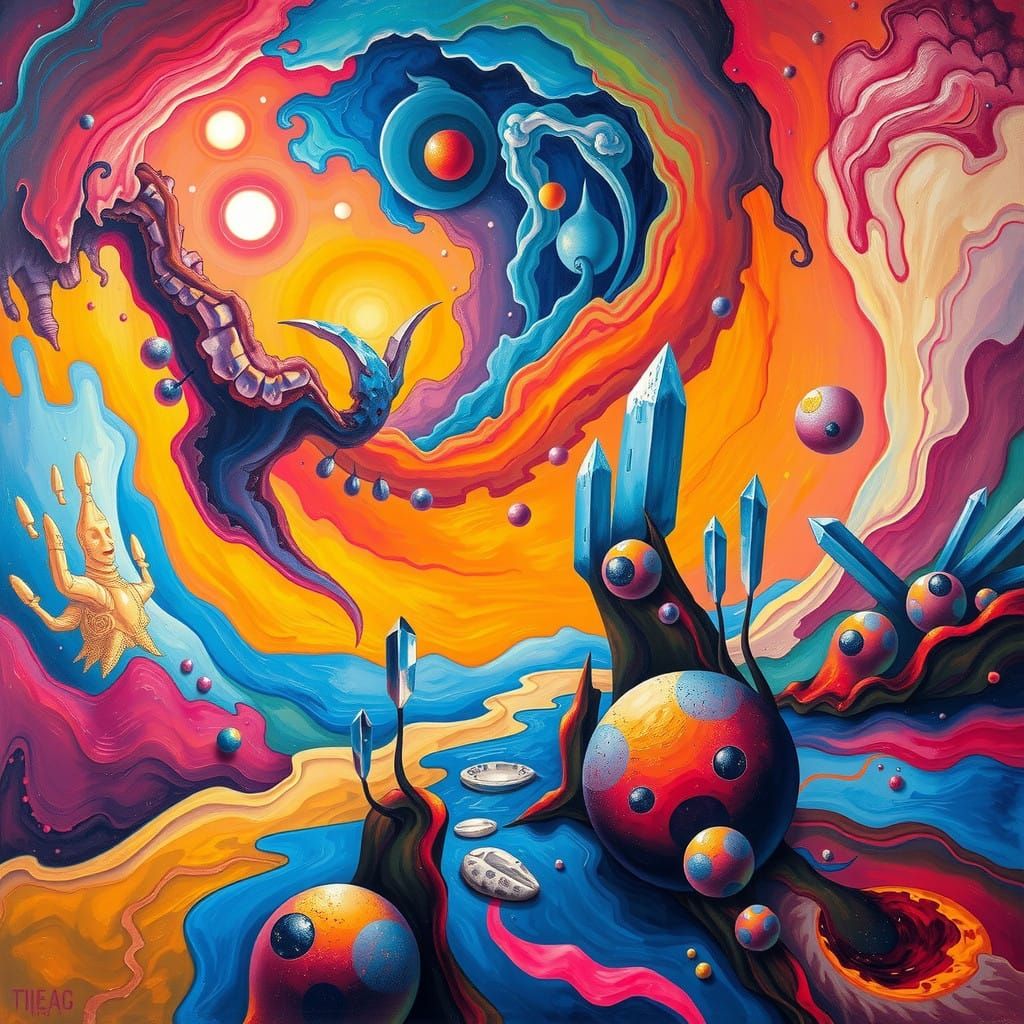 Dreamlike Realm with Whirling Forms in Surrealist ... - AI Art