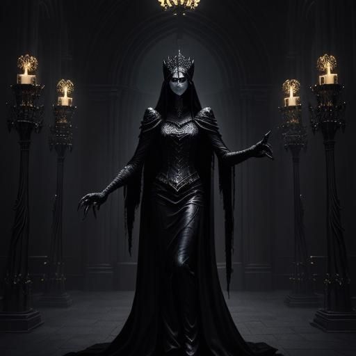 The Queen - Regal Obsidian Monster in Gothic Dark Fantasy Ar...