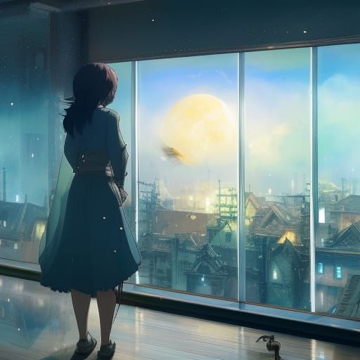 "Luminous Solace: Seeking Refuge in Moon's Glow" - AI Generated Artwork - NightCafe Creator