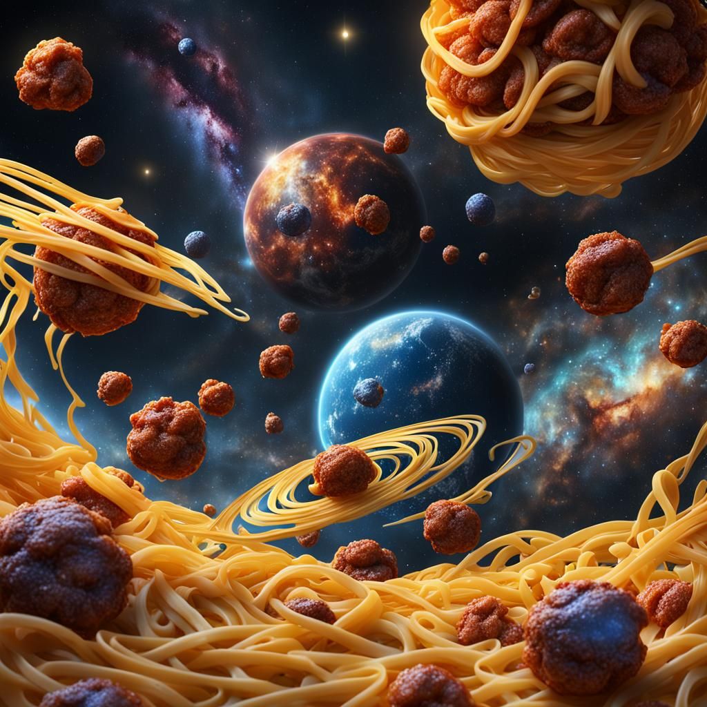 Galaxy made from pasta meatballs and sauces - AI Generated Artwork ...