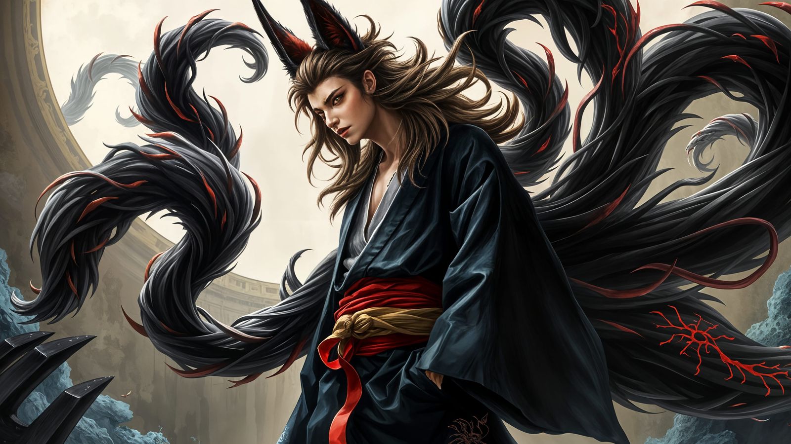 KITSUNE with nine tails (04) - Mysterious Dark Fantasy Kitsu...