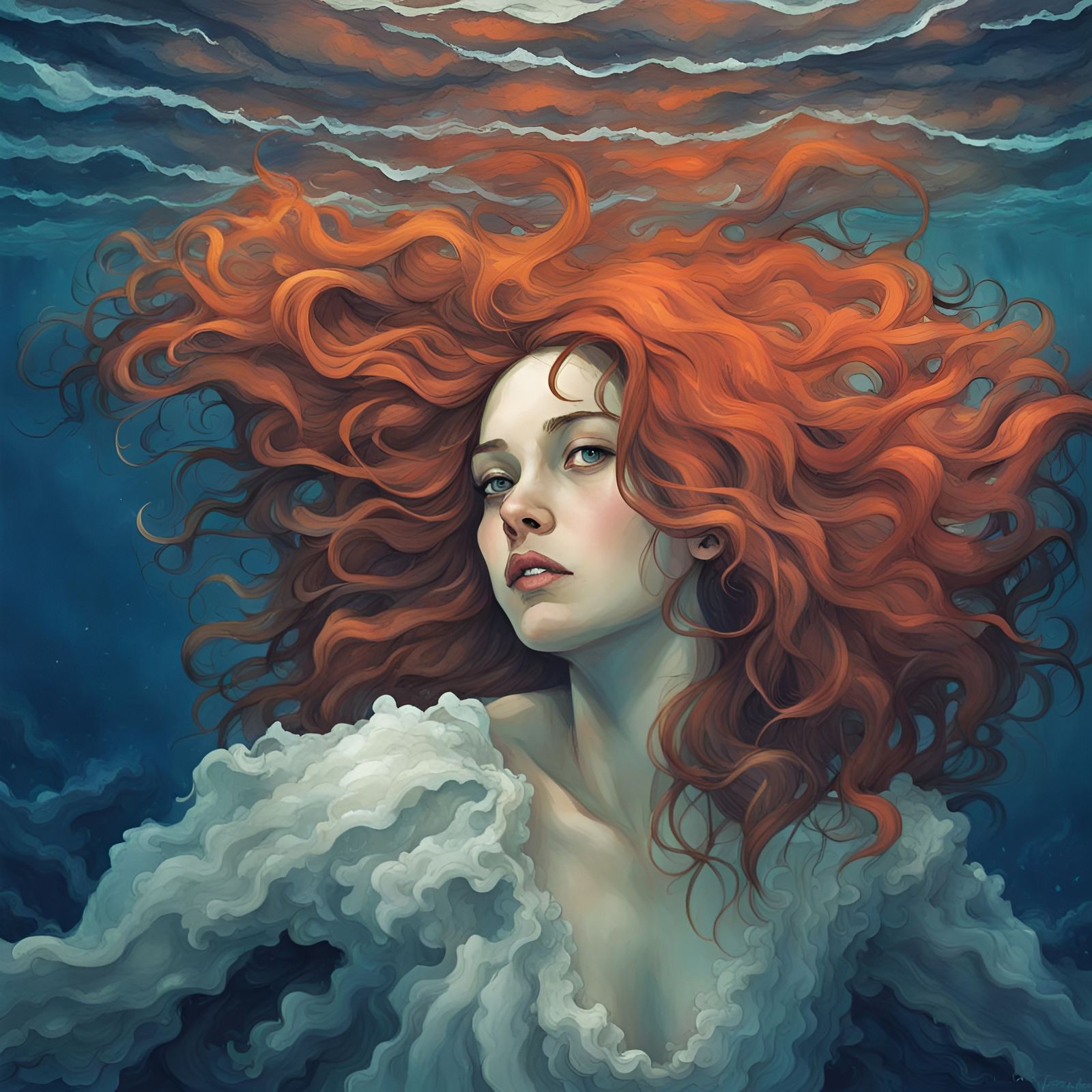 I am drowning in the deep ocean of my fears. - AI Generated Artwork ...