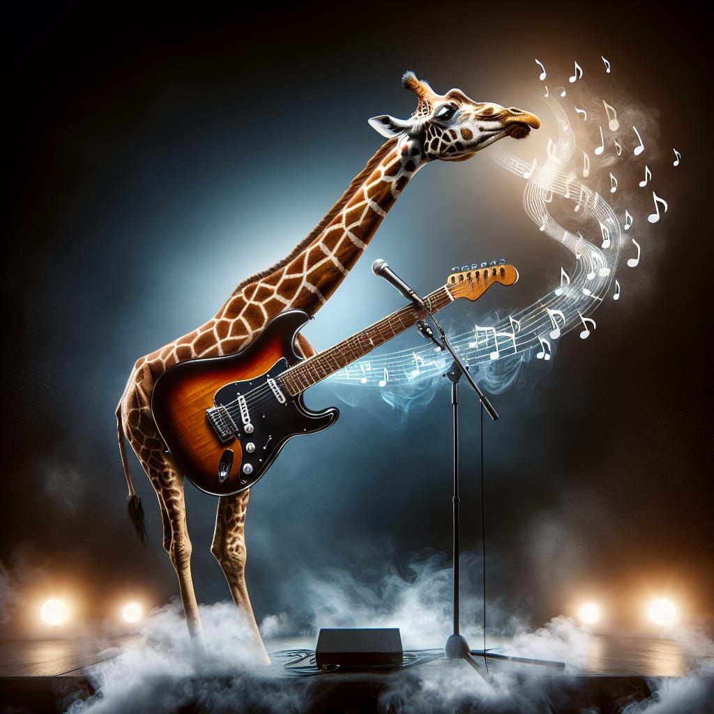 Imagine an electric guitar musical instrument being passionately played ...