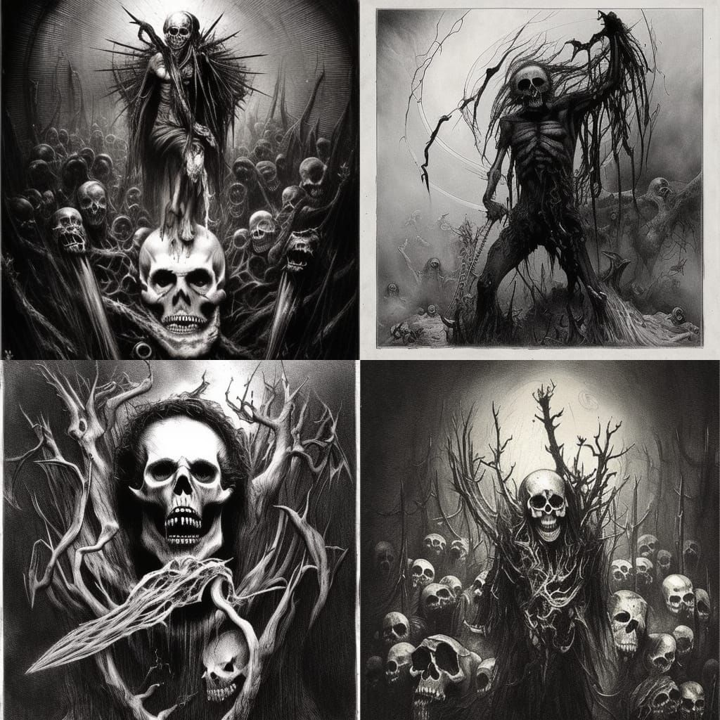 create a scary screaming skull ink drawing death metal album cover - AI ...