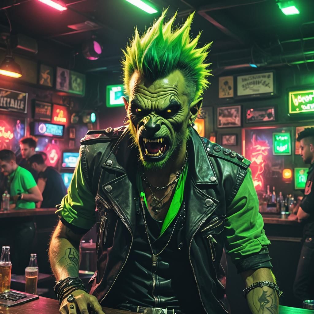 werewolf Punk in the middle of Transformation - AI Generated Artwork ...