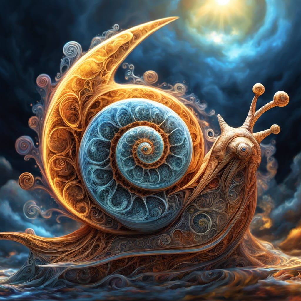 The snail called time - Cosmic Snail in Vibrant Colors