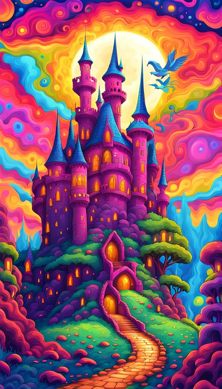 Psychedelic fantasy castle - AI Generated Artwork - NightCafe Creator