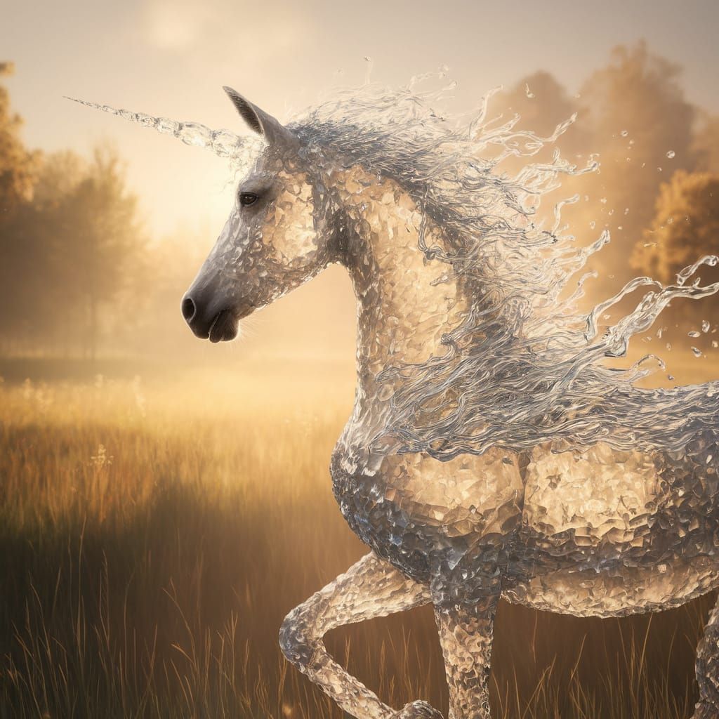 Unicorn made of water - Ethereal Unicorn Emerges from Misty ...