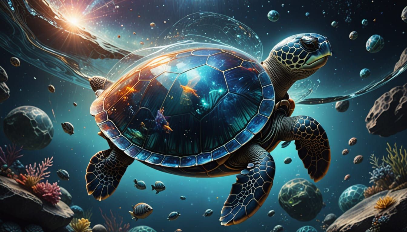 Turtle Wave - Epic Glass Turtle in a Swirling Quantum Unive...