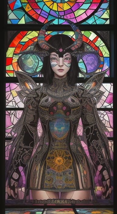 Symmetrical Goth Cyborg Minotaur in Perfectly Cent... - AI Art