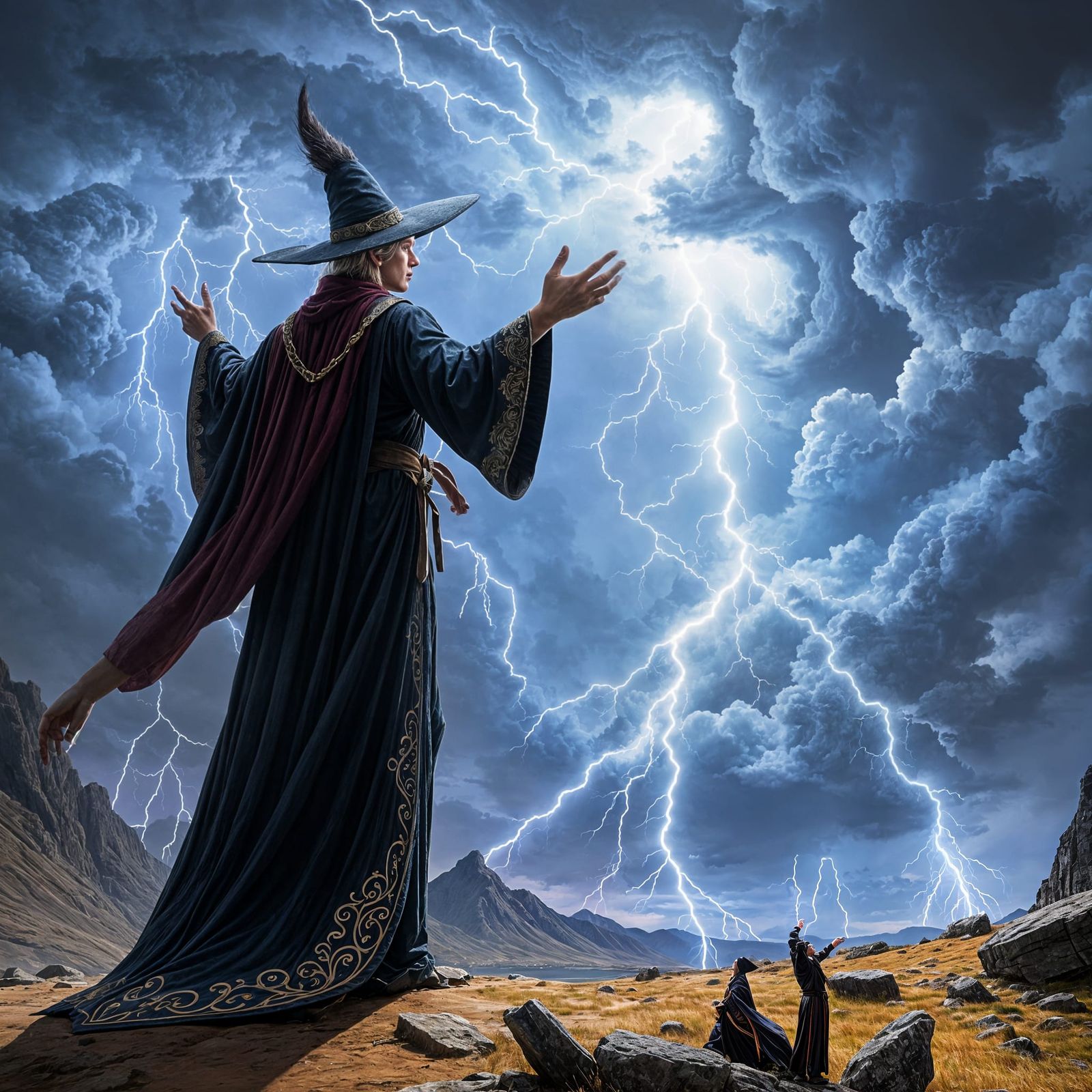 A Mage calling an intense lightning storm