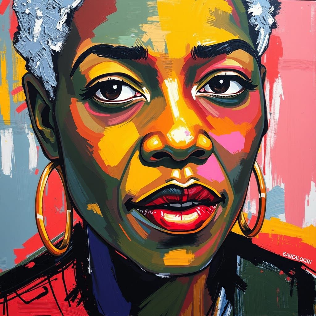 An abstract portrait of a person, expressing individual characteristics ...