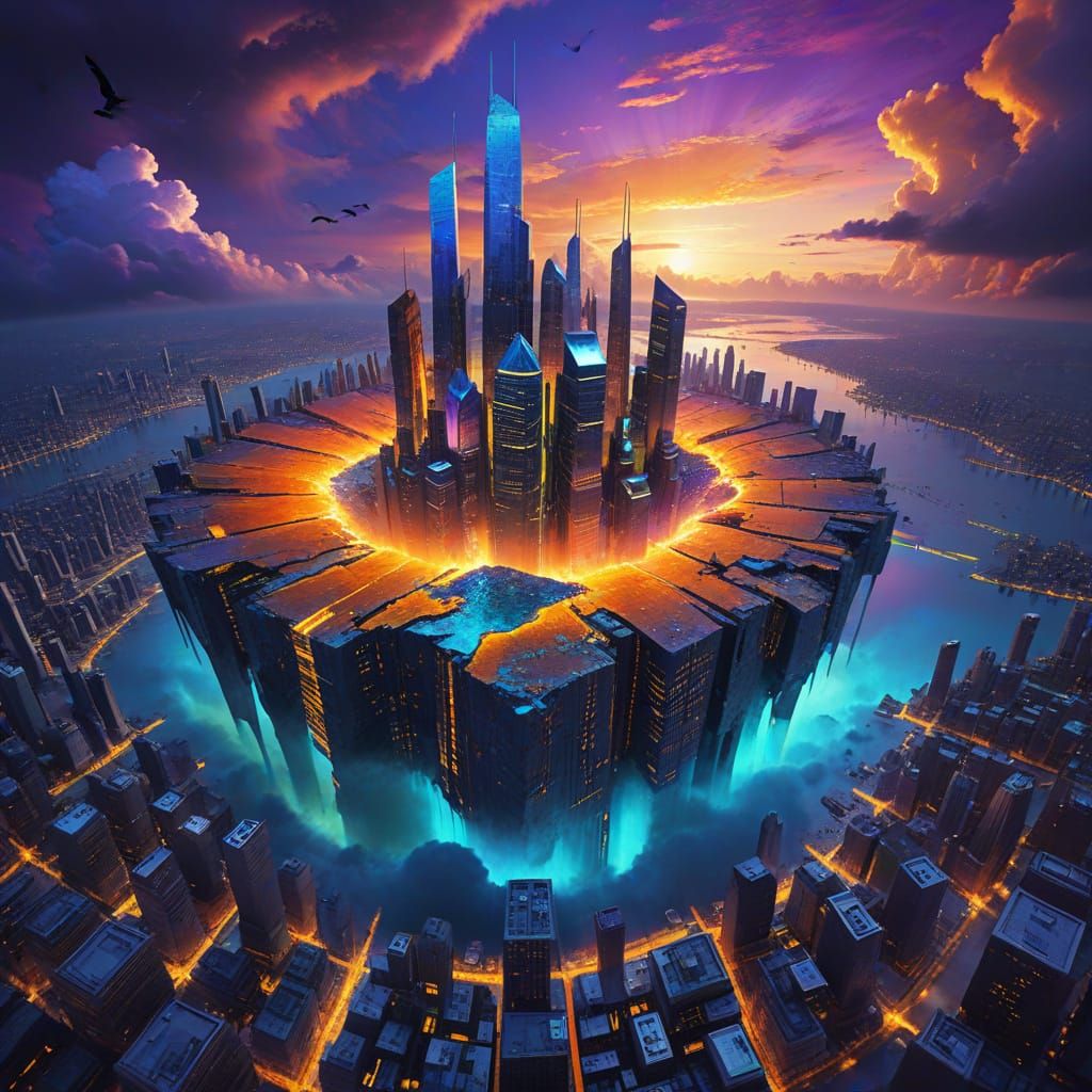 Surreal Earth Reveals Futuristic Cityscape - AI Art