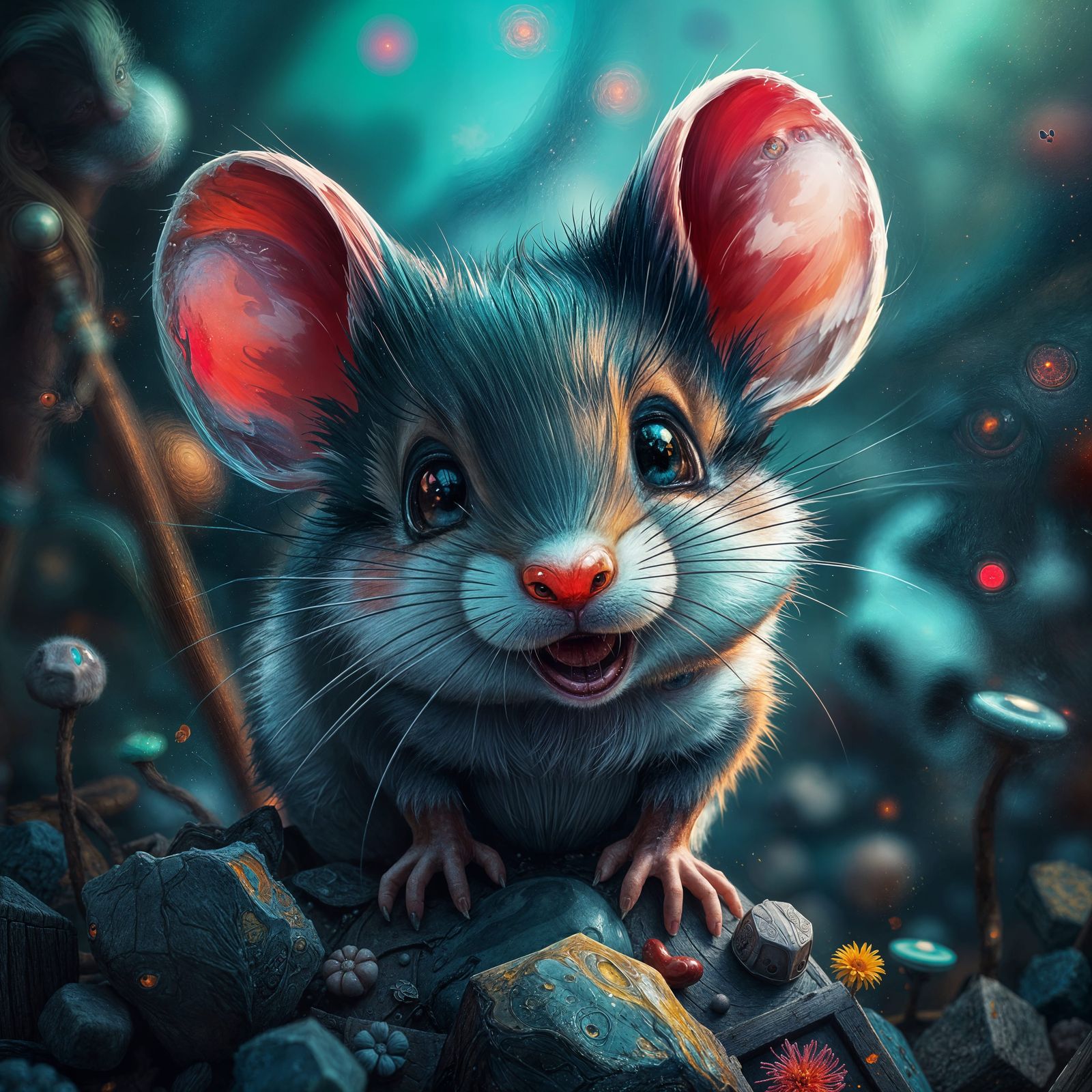 Hi up there! - Vibrant Mouse Fantasy Scene in Hyperdetailed ...
