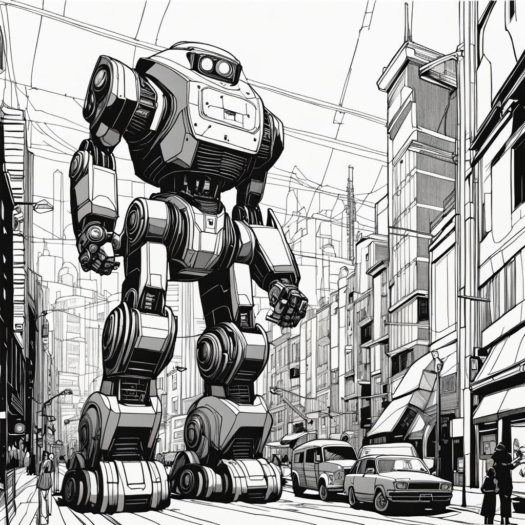 robot line art II - AI Generated Artwork - NightCafe Creator