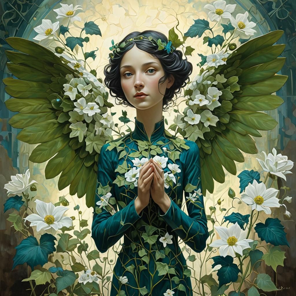 Angelic - Whispering Angel in Verdant Bloom