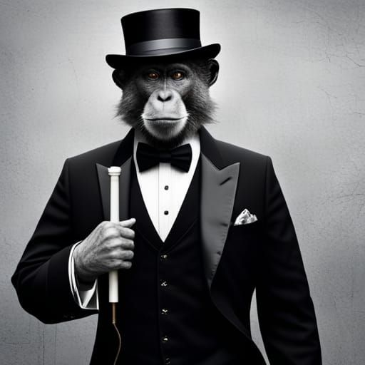 A chimp butler. - Hyperrealistic Chimp Butler in Fine Detail