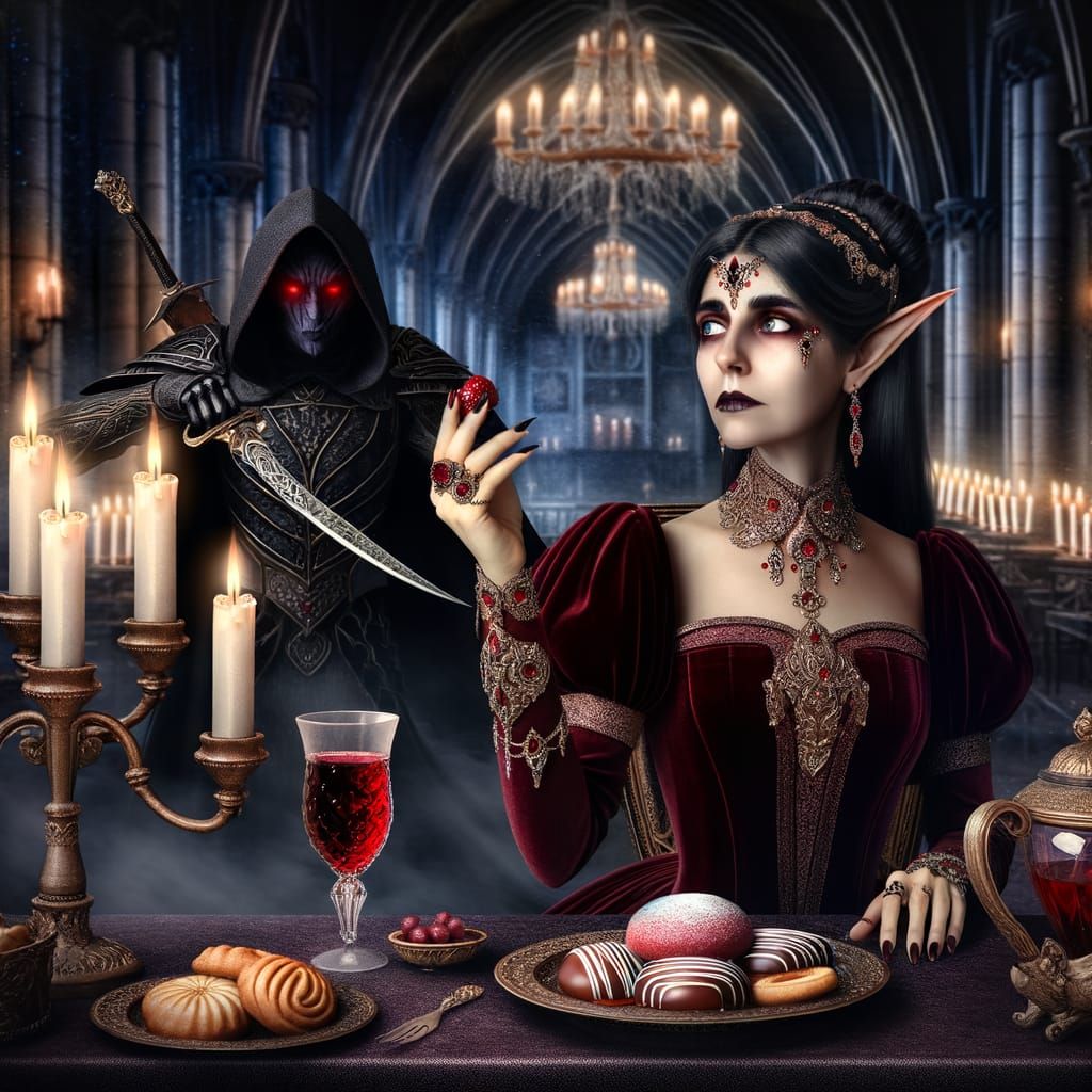 Drow Assassin - Elegant Dark Elf Noblewoman in a Gothic Din...