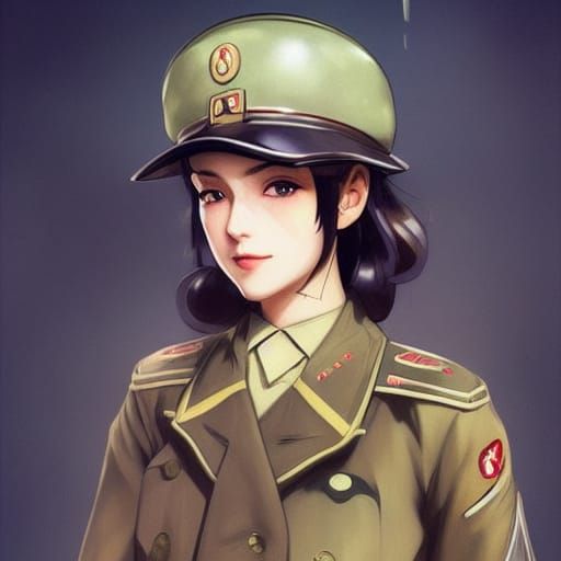 Cute anime girl in ww2 soviet uniform and soviet officer hat - AI ...