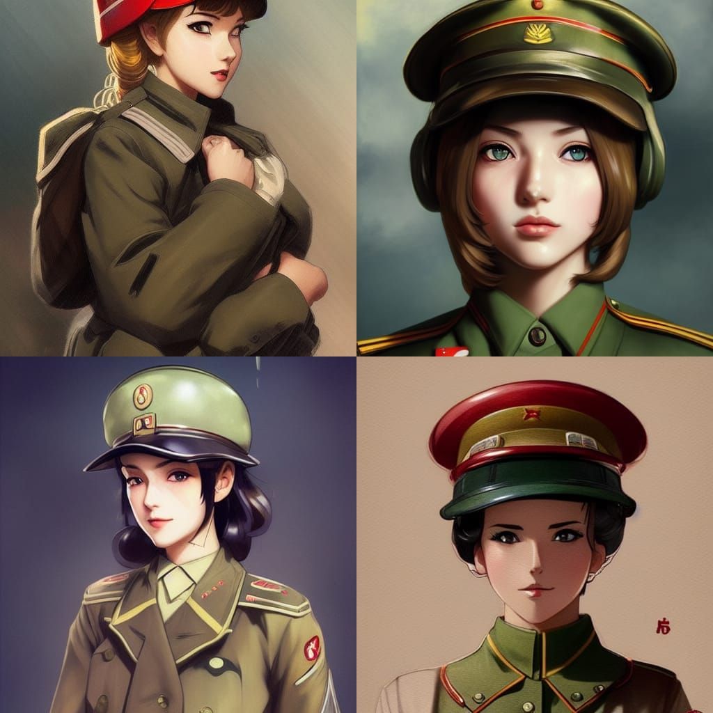 Cute anime girl in ww2 soviet uniform and soviet officer hat - AI ...