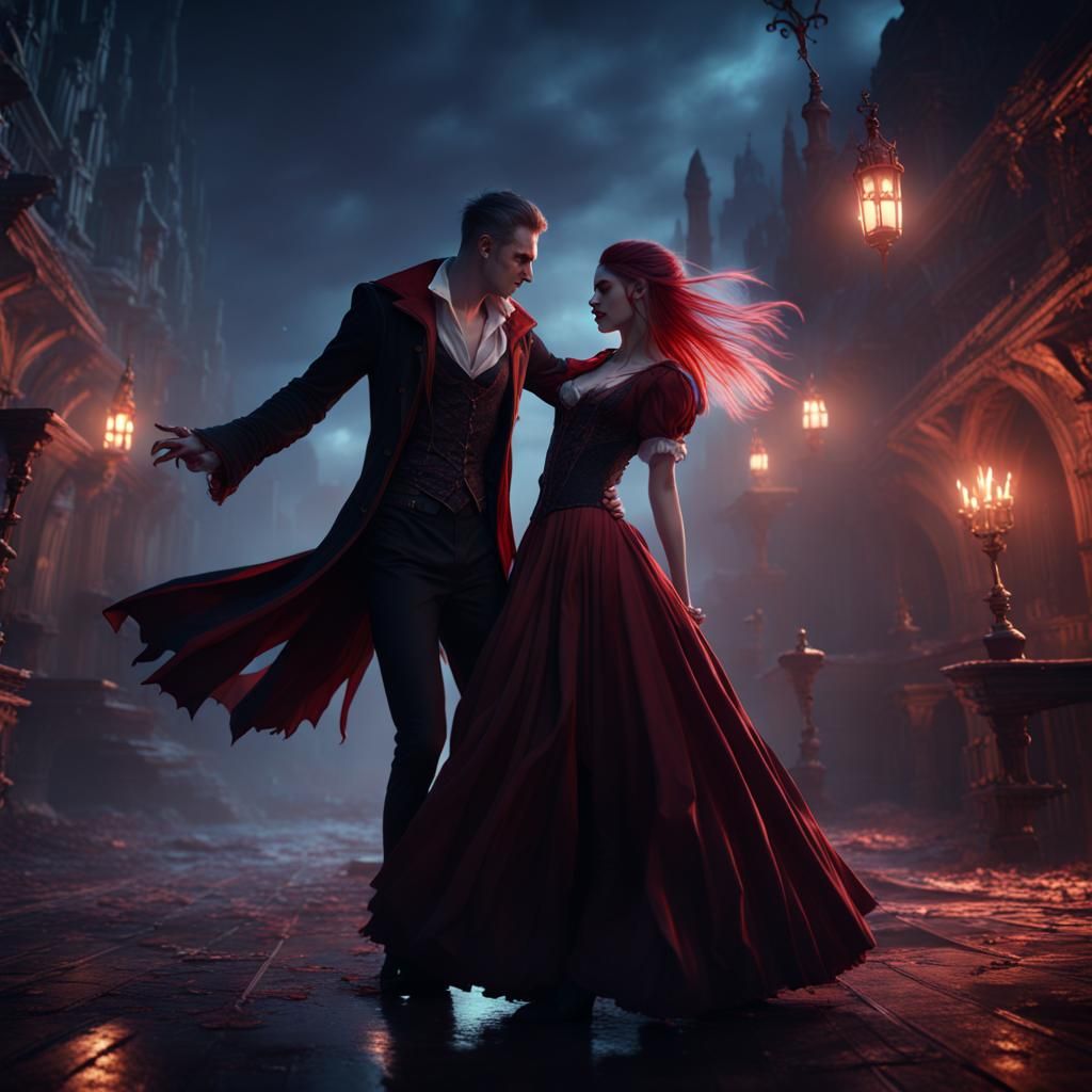 Sky night a vampire dancing with a girl - AI Generated Artwork ...