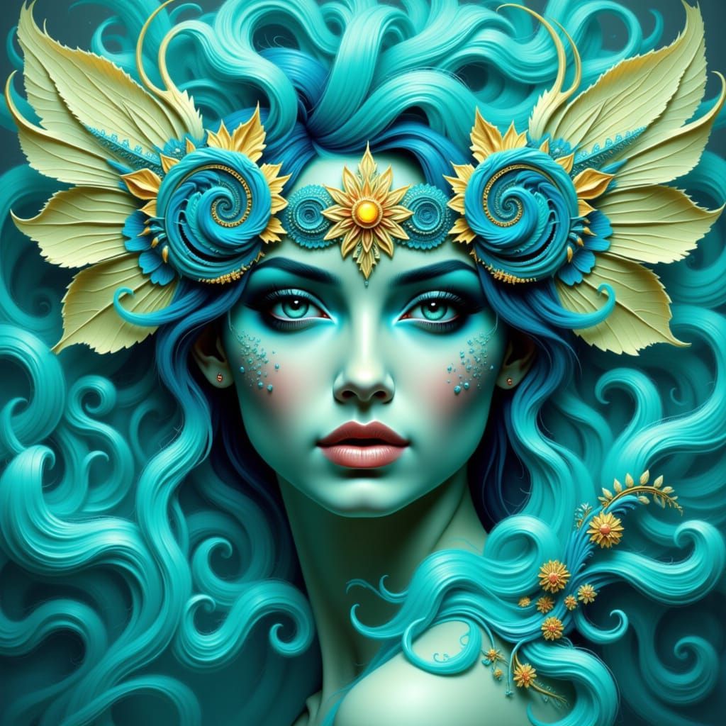 Turquoise Beauty in Vibrant Motion - AI Art