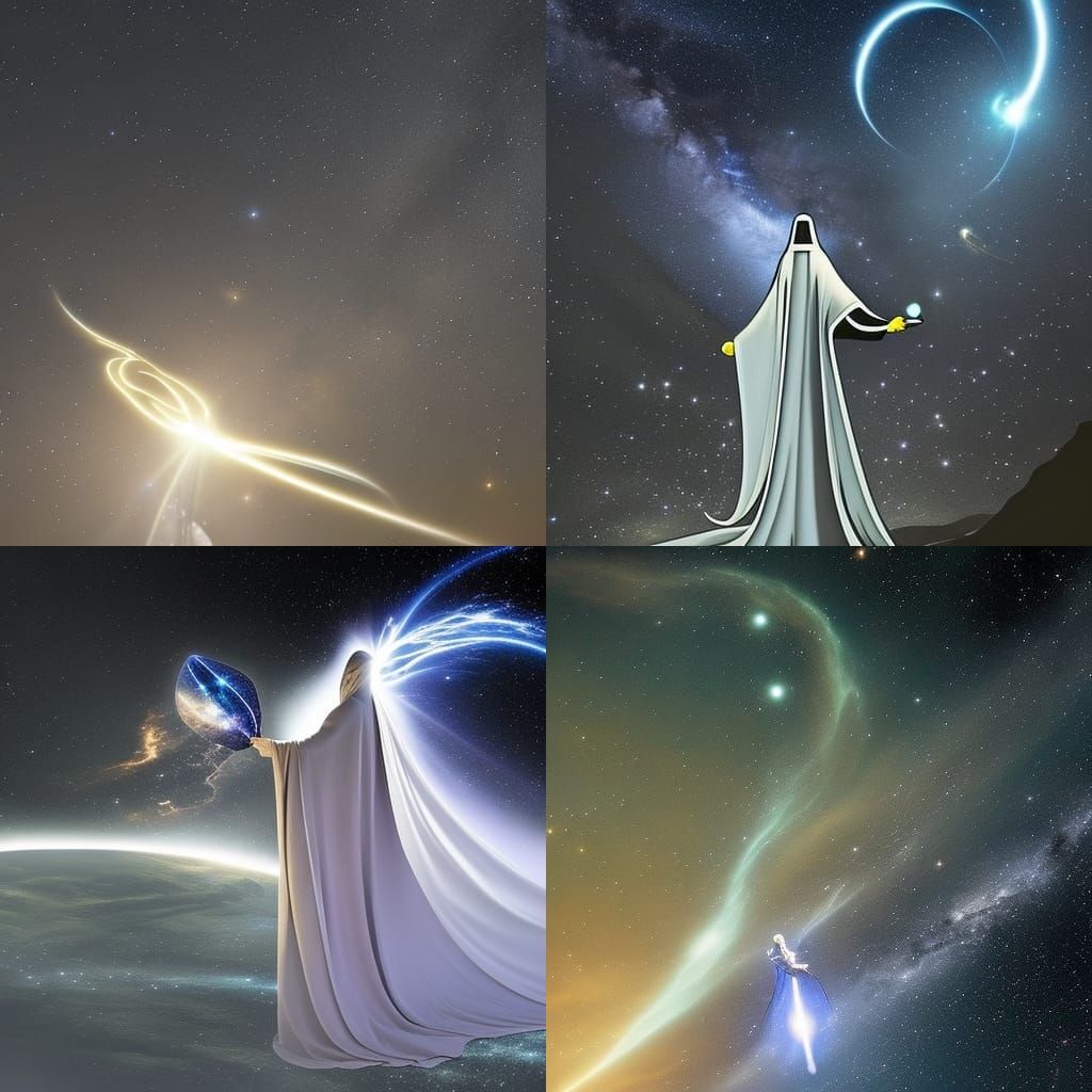 ethereal figure cloaked in darkness, standing at the precipice of a ...