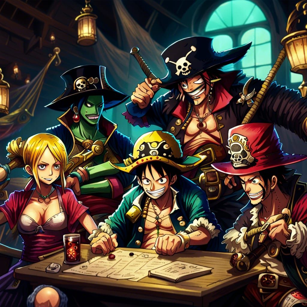 one piece pirates playing d&d - AI Generated Artwork - NightCafe Creator