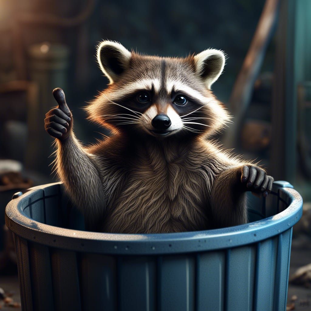 Raccoon, thumbs up - AI Generated Artwork - NightCafe Creator