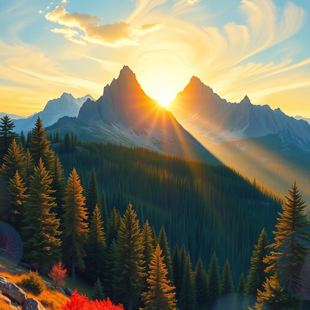 Breathtaking Salish Mountains in Montana Landscape - AI Art